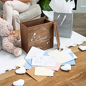 Daily Venture Wood Card Box with Slot & Lid | Assembled Card Box for Party | Rustic Wood Card Box for Wedding, Envelope Gift Box for Reception, Baby Shower, Wedding Card Box for Cards and Money