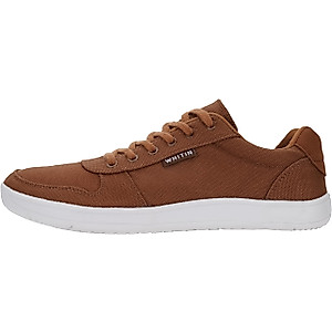 WHITIN Wide Toe Box Shoes for Men Canvas Minimalist Barefoot Sneakers Zero Drop Sole Minimus Size 11 11W Width Walking Gym Training Brown White 45