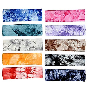 Onwon Set of 10 Yoga Sport Athletic Workout Headband Non Slip Lightweight Multi Style Cotton Stretch Elastic Hair Band Moisture Wicking Sweat Band for Running Cycling Hiking Travel Fitness Makeup