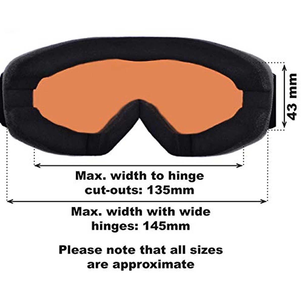 Rapid Eyewear Tahko SKI and SNOWBOARD GOGGLES TO WEAR OVER GLASSES for Men and Women. Mirrored UV Double Lens Anti Fog System. OTG Fit Over Your Spectacles. Black - White & Orange Mirror Lenses