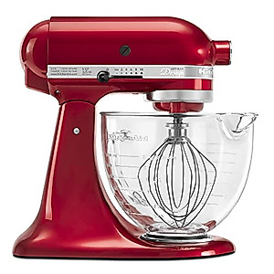 KitchenAid KSM155GBCA 5-Qt. Artisan Design Series with Glass Bowl - Candy Apple Red