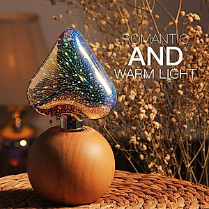 AMZSTAR 3D Firework Bulb Starry Light Bulb E27 AC 85-220V 4.5W Heart Bulb Warm White Light for Valentine's Day Decoration Bar Glass LED Lamp (Love Shape)