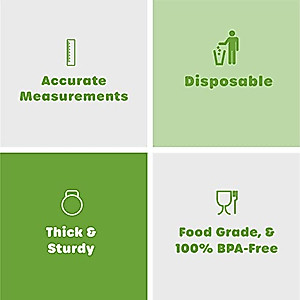 [50 Count - 10 oz.] Multipurpose Disposable Plastic Measuring Cups - Baking, Cooking, Epoxy Resin, Mixing & Measuring Cups