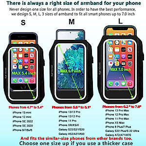 Phone Holder for Running, Karvense Phone Arm Bands for Running Exercise Workout Jogging, for iPhone SE/13 mini/12 mini/11 Pro/8/7/6s, Samsung Galaxy, up to 5.4'', Cell Phone Armband with Zipper Pocket