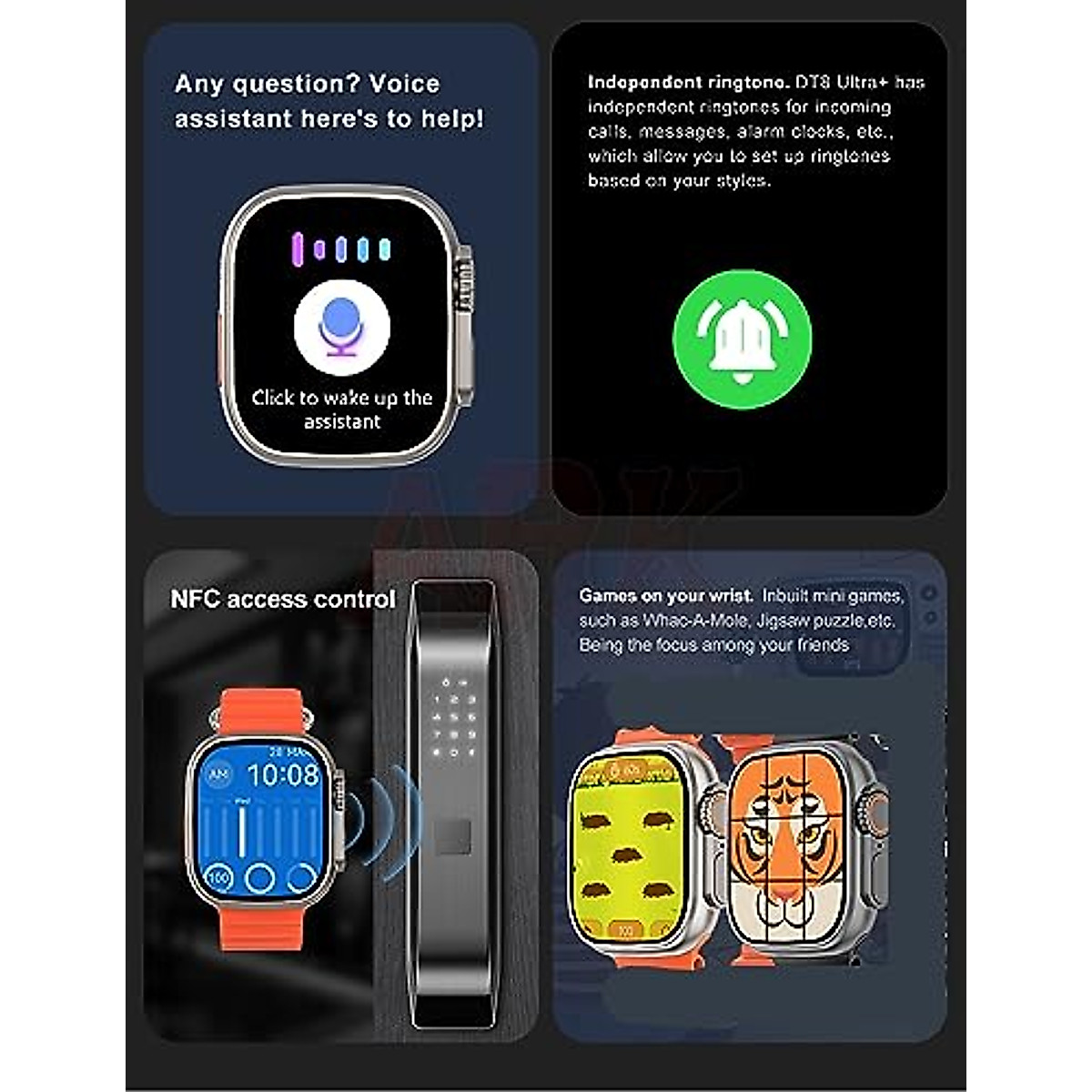 Original New DT8 Ultra+ Smart Watch Wireless Charging Temperature Heart Rate Smartwatch for Phone PK DT7 MT8 Z8 N8 Watch Ultra (Gray)