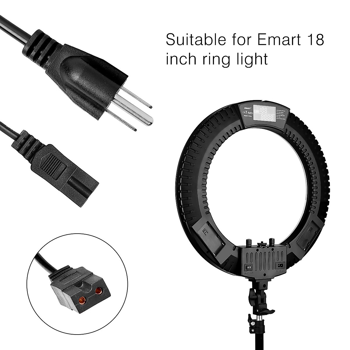AC 100-240V to DC 14V 5A 60W Power Supply Adapter for Emart EM-RL-18-LED Ring Light with Convenient and Stable Voltage, Saving Space.(US Plug)