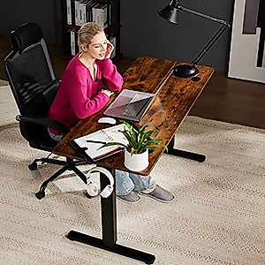 Standing Desk, 40 x 24 in Electric Height Adjustable Computer Desk Home Office Desks Sit Stand up Desk Computer Table with Memory Controller/Headphone Hook, Rustic Brown
