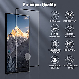 [2+2 Pack] S22 Ultra Glass Screen Protector, HD Clear 9H Tempered Glass Scratch Resistant, Fingerprint Unlock, 3D Curved, Bubble-Free for Samsung Galaxy S22 Ultra Glass Screen Camera Protector(6.8