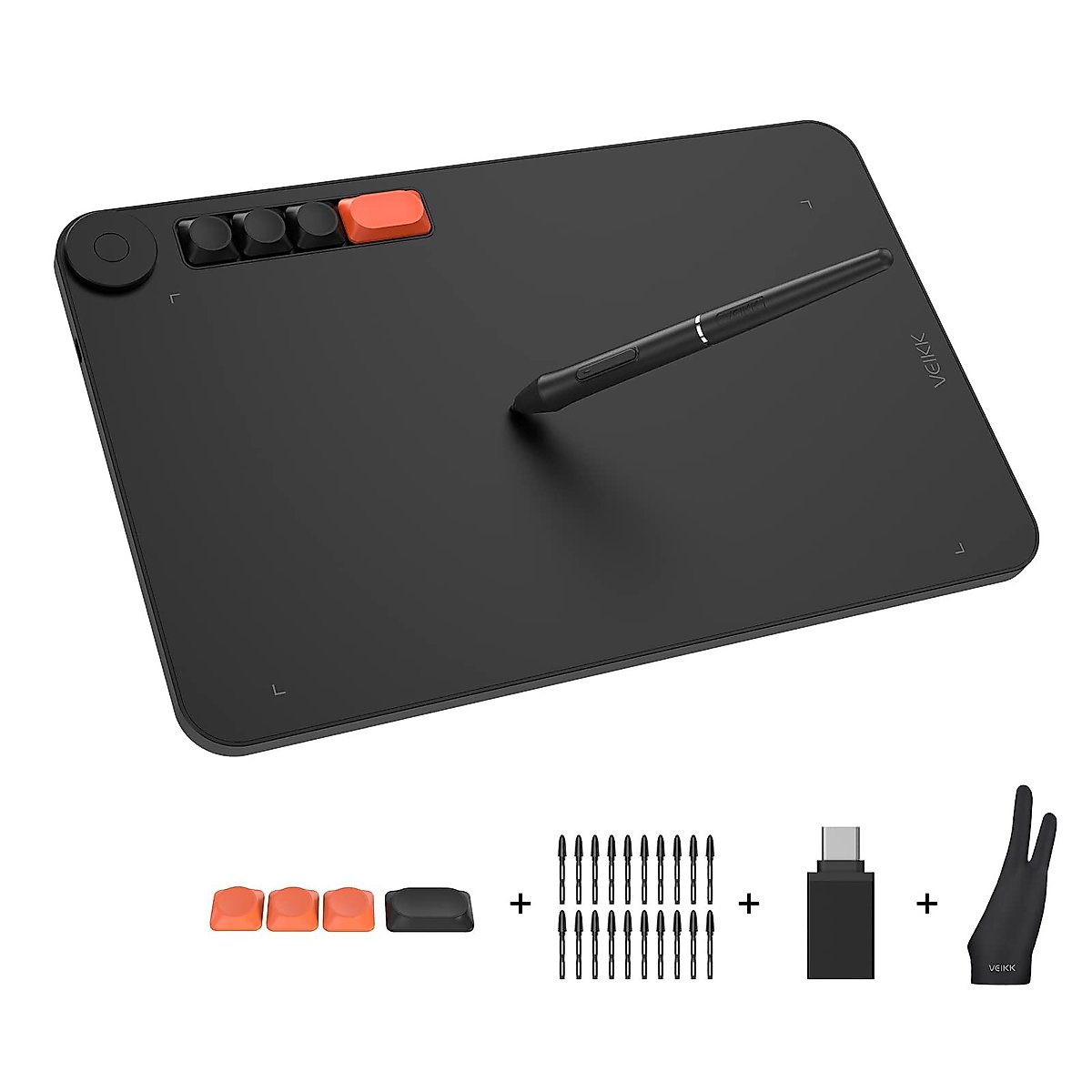 VEIKK Voila L Drawing Tablet 10x6 Inch Graphics Tablet with 4 Customized Keyboard Keys+ P05 Digital Pen