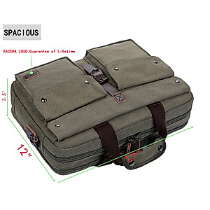 Stylish 17 inch Canvas Laptop Bag Messenger Bag Briefcase Vintage Crossbody Shoulder Bag Military Satchel for Men BC-07 (Army-Green)
