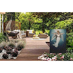 AOYEGO Angel Flying Garden Flag Small Vertical Double Sided 12.5 x 18 Inch Christmas in a Starry Night Sky Burlap Yard Outdoor Decor