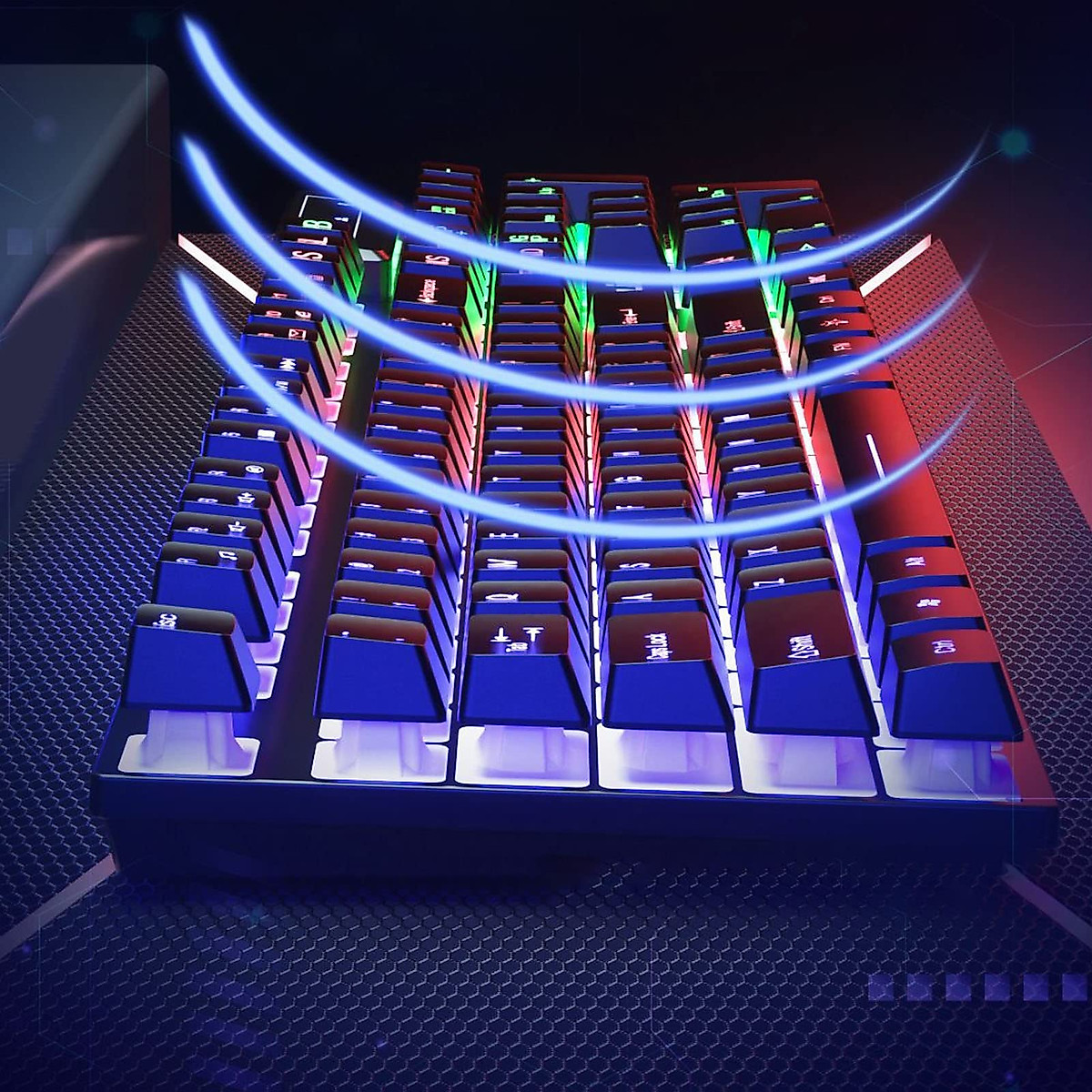 Backlit Keyboard, Quick Response High and Low Key Design One Piece Design USB Gaming Keyboard Thickened Low Base 104 Keys Wired for Home for Office for Gaming(H600 black characters-single keyboard)