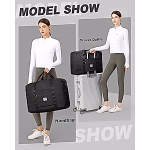 For Spirit Airlines Personal Item Bag 18x14x8 Travel Duffel Bags Tote Carry on Luggage Underseat Luggage Large Foldable Weekender Overnight Bag for Women Men with Trolley Sleeve Black