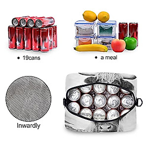 Blueangle Funny Scottish Highland Cow Portable Lunch Bag with Detachable Shoulder Strap, Insulated Cooler Thermal Reusable Bag Lunch Box Handbag