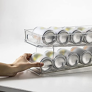 Rolling Can Organizers for Pantry, Soda Can Organizer for Refrigerator,Transparent Can Dispenser for Beer Soda Drink Organizer for Fridge Pantry