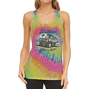 Classic Vintage Ford Bronco Enjoy The Ride Cars and Trucks Tie-Dye Racerback Tank Top, Eternity, Medium