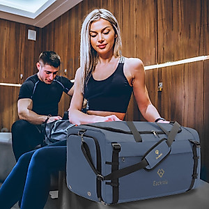 Eackrola Large Sports Gym Bag, Travel Duffel bag with Wet Pocket & Shoes Compartment for men women, 65L, Lightweight