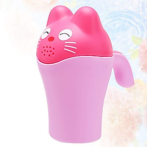 Cabilock Fashion Creative Baby Shower Water Cup Adorable Shower Shampoo Cup Bath Wash Cups Shampoo Rinser with Handle (Pink)