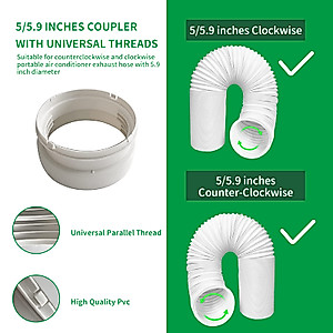 Portable Air Conditioner Sliding Window Kit with Universal Coupler Adapter, Upgraded Seamless Adjustable Sliding AC Vent Kit for Ducting Exhaust Hose of 5/5.9 Inches