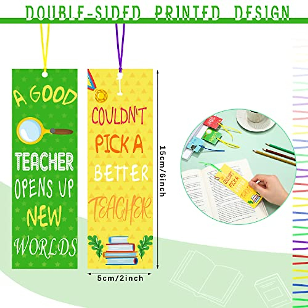 120 Pcs First Day of School Supplies for Teacher, Back to School Bookmarks, Teachers Appreciation Gifts Thank Teachers Bookmarks Back to School Decor Classroom Teachers Gifts