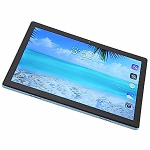 FOLOSAFENAR HD Tablet, US Plug 100‑240V 5000mAh Dual Speakers 8 Core CPU 10.1 Inch Portable Tablet Support Fast Charging 4G Network for Home (Blue)