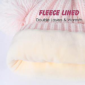 FURTALK Toddler Winter Hat Pom Beanie Fleece Lined Knit Hats for Baby Kids Boys Girls 1-3 Years