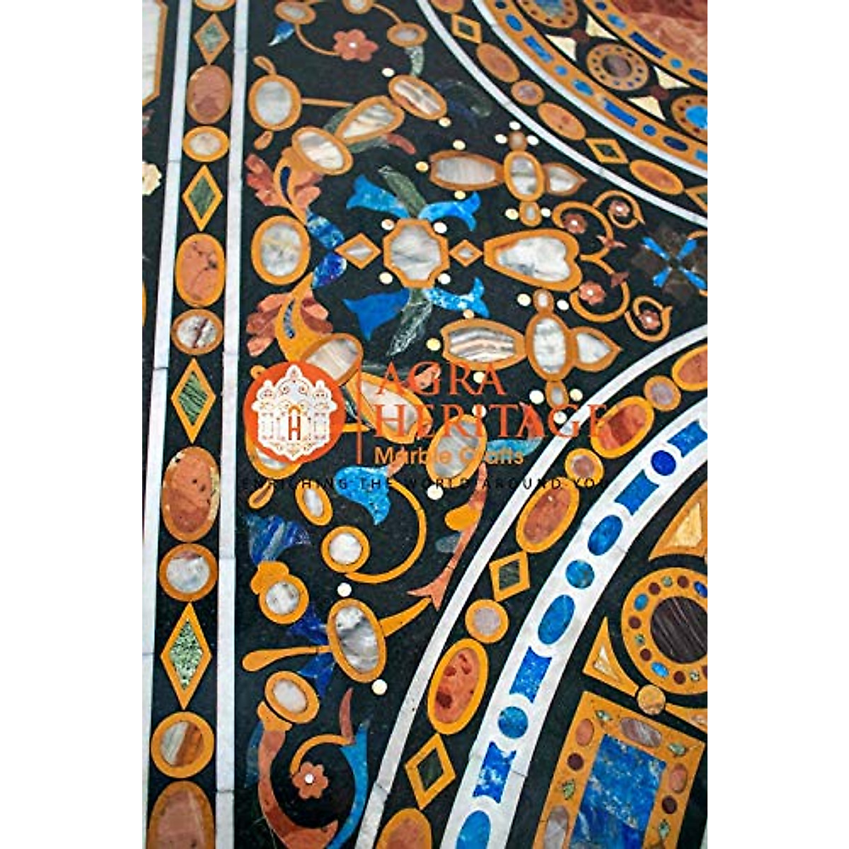 Rectangular Pietra Dura Marble Big 106"x47" Dining Table Top Mosaic Inlay Restaurant Decor
