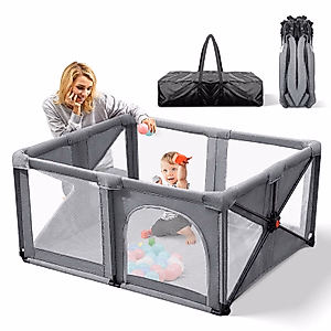 Foldable Baby Playpen, RONBEI Easy to Assemble Portable Foldable Playpen for Babies and Toddlers, Travel Indoor Outdoor Baby Playpen Play Yard Lightweight Baby Fence
