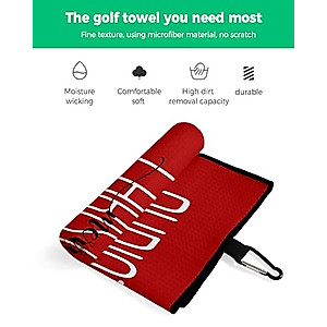 Golf Towel Merry Christmas Quotes Red,Waffle Pattern Microfiber Club Cleaner Golf Towels with Carabiner Clip for Women Men Dad,Black White Word Art Golf Towel for Golf Bags Accessories,24x16in
