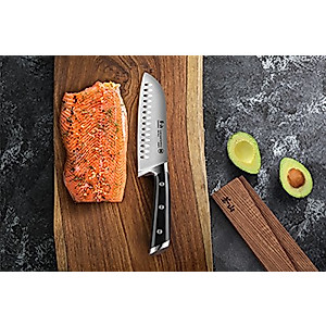 Cangshan TS Series 1020687 Swedish 14C28N Steel Forged 7-Inch Santoku Knife and Wood Sheath Set