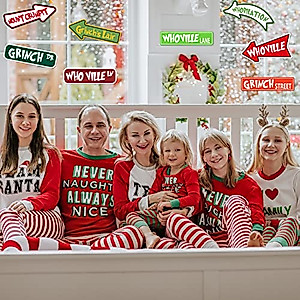 Grinch Christmas Decorations, 16PCS Welcome to Whoville Christmas Stickers Waterproof for Christmas Furry Grinch's Lair Themed Party Wall,Door,Windows, Floor