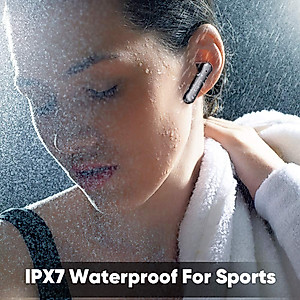 [2021 Upgraded]Wireless Earbuds Bluetooth 5.0 Earphones 4 Mics ENC Noise Cancelling for Call,Hi-Fi Stereo Sports Earbuds,IPX7 Waterproof,32 Hrs Playback Wireless Charging for iPhone and Android,Black