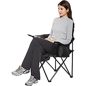 Amazon Basics Folding Padded Outdoor Camping Chair with Carrying Bag - 34 x 20 x 36 Inches, Black