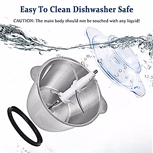 LINKChef Food Chopper Electric, 5 Cup Mini Food Processor Stainless Steel, Small Meat Grinder with 4 Bi-Level Blades, Kitchen Cutter for Vegetable, Onion, Garlic, Meat, Nuts