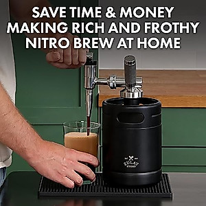 Zulay Nitro Cold Brew Coffee Maker - Gift for Coffee Lovers - Large 64 oz Home Keg - Nitro Cold Brew Keg with Creamer Faucet - Nitro Cold Brew Coffee Maker for Home - Collapsible Funnel & Drip Mat