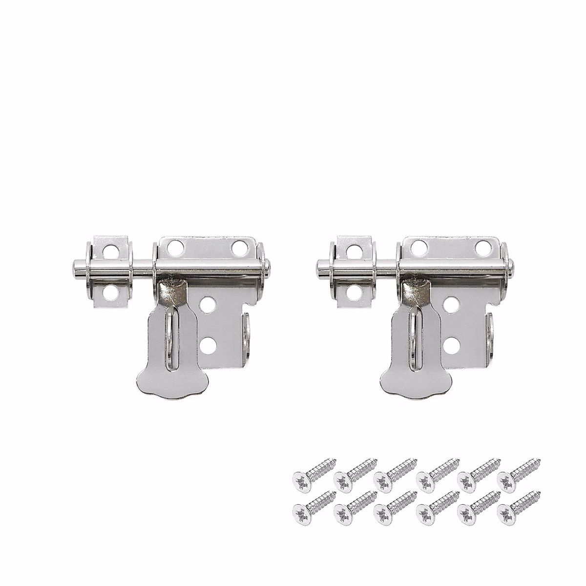 Pufguy Slide Bolt Latch Sliding Bolt Gate Latch Stainless Steel Sliding Door Locks for Shed Door Barn Door Yard Door Wooden Fence-2pcs