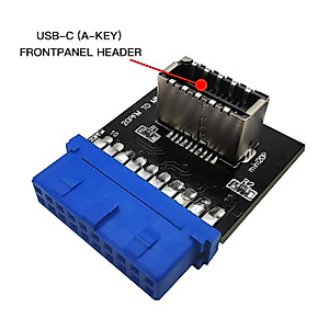 EZDIY-FAB USB 3.0 (3.1 Gen 1) Internal (19-Pin) Header to USB 3.1/3.2 Type-C (20-Pin) A-Key Front Panel Adapter