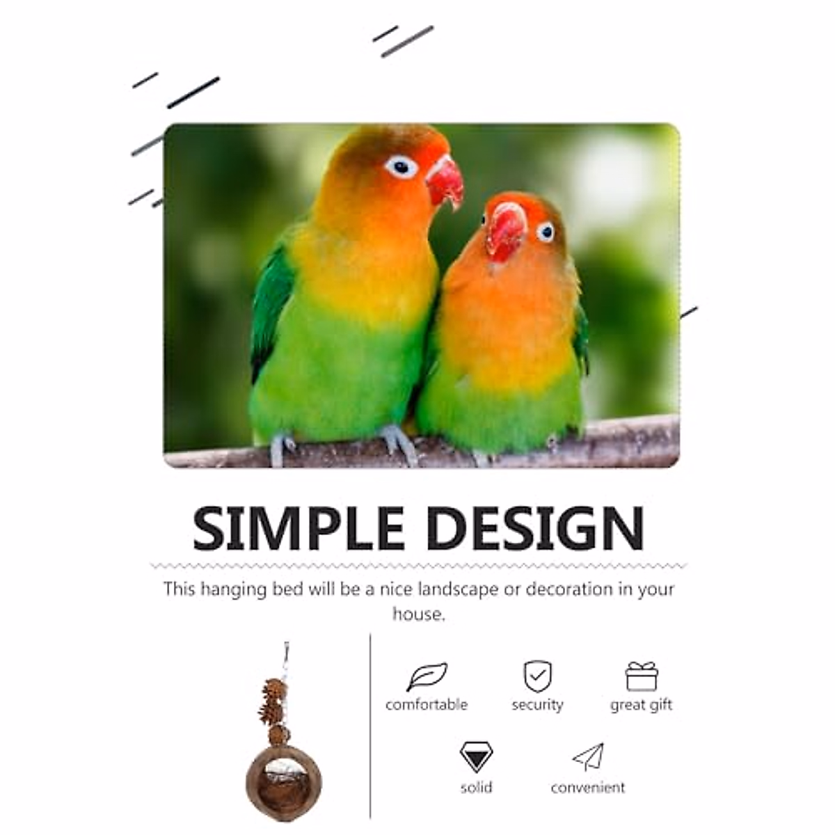 Ipetboom Hammock Birdcage Toys Parrot Hut Bird Hanging Nest Parakeet Bed Parrot Bed Bird Bed Parrot Supply Bird Supply Bird House Bird Swing Hanging Bird Nest Hamster Wooden Bird's Nest