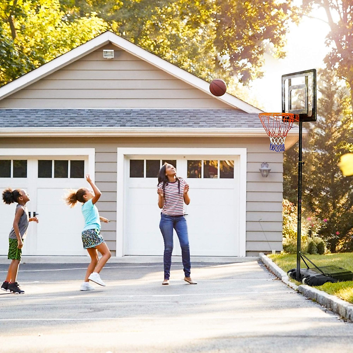 Vilobos Portable Basketball Hoop Backboard System Stand Outdoor Sports Equipment Height Adjustable 6.5Ft-8.2Ft with Wheels for Kids