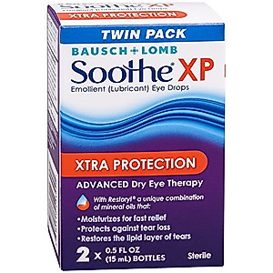 Bausch + Lomb Soothe XP Dry Eye Drops, Xtra Protection Lubricant Eye Drops with Restoryl Mineral Oils, , 0.5 Ounce Bottle Twinpack, 0.5 Fl Oz (Pack of 2)