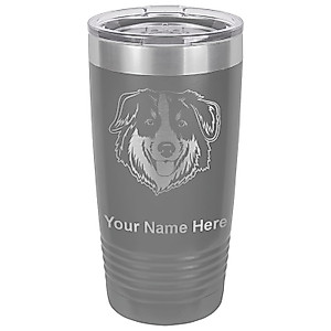 LaserGram 20oz Vacuum Insulated Tumbler Mug, Australian Shepherd, Personalized Engraving Included (Gray)