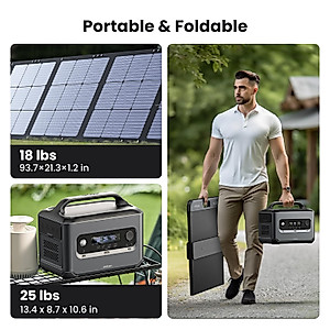 UGREEN PowerRoam 1200 Solar Generator, 1024Wh Portable Power Station with 200W Solar Panel Included, Up to 2500W Output, LiFePO4 (LFP) Battery, Generators for Home Backup/Outdoor Camping/RVs