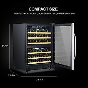 Lanbo 44 Bottle Built-in Dual Zone Compressor Wine Cooler, 24 Inch Wide