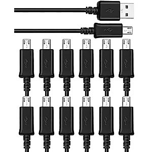 tekSonic [12-Pack Micro USB Cable Multi Pack Bulk Lot - 1 M/3.3 ft Charging, Data Sync Fast Micro USB to USB A Cord for Samsung Galaxy S7 S6 Edge J7 S5,Note 5 4,LG 4 K40 K20,Kindle,PS4,Xbox,Tablet