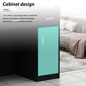 FUFU&GAGA Reception Desk with Counter, 3 Drawers & Storage Shelves, Reception Counter Table with Private Panels, for Salon Reception Room Checkout Office, Black (47.3" W x 18.3" D x 43.3" H)