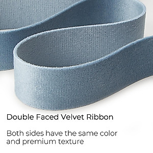 Ribbli Light Dusty Blue Velvet Ribbon Double Faced 3/8 Inch 10-Yard Spool Light Dusty Blue Ribbon Use for Christmas Tree Ornaments Gift Wrapping Wreath Decoration Wedding Boutonnieres