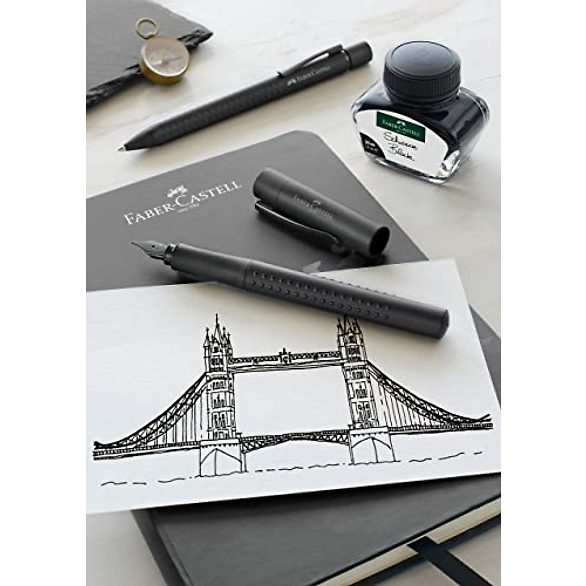 Faber-Castell Grip Edition Fountain Pen and Ballpoint Pen Set - All Black
