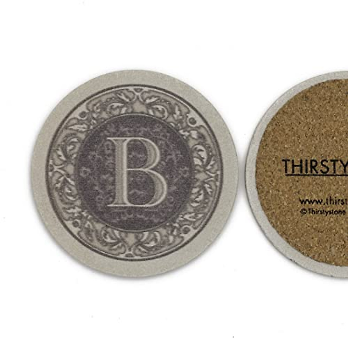 Thirstystone Monogram Letter B Absorbent Sandstone Coaster 4-Pack Made in The USA Decorative, Absorbent, Easily Wipes Clean