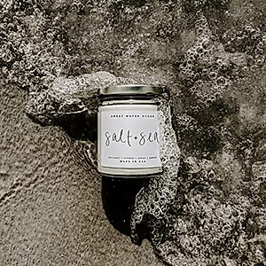 Sweet Water Decor Salt and Sea Candle | Sea Salt, Citrus, Amber, Musk, Beach Scented Soy Candles for Home | 9oz Clear Jar, 40 Hour Burn Time, Made in The USA