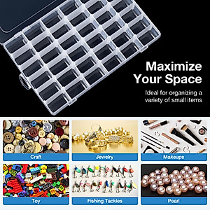 Benbilry 36 Grids Clear Plastic Organizer Box with Adjustable Dividers, 36 Compartment Organizer Clear Storage Container for Bead Organizer, Fishing Tackles, Felt Board and Jewelry Storage